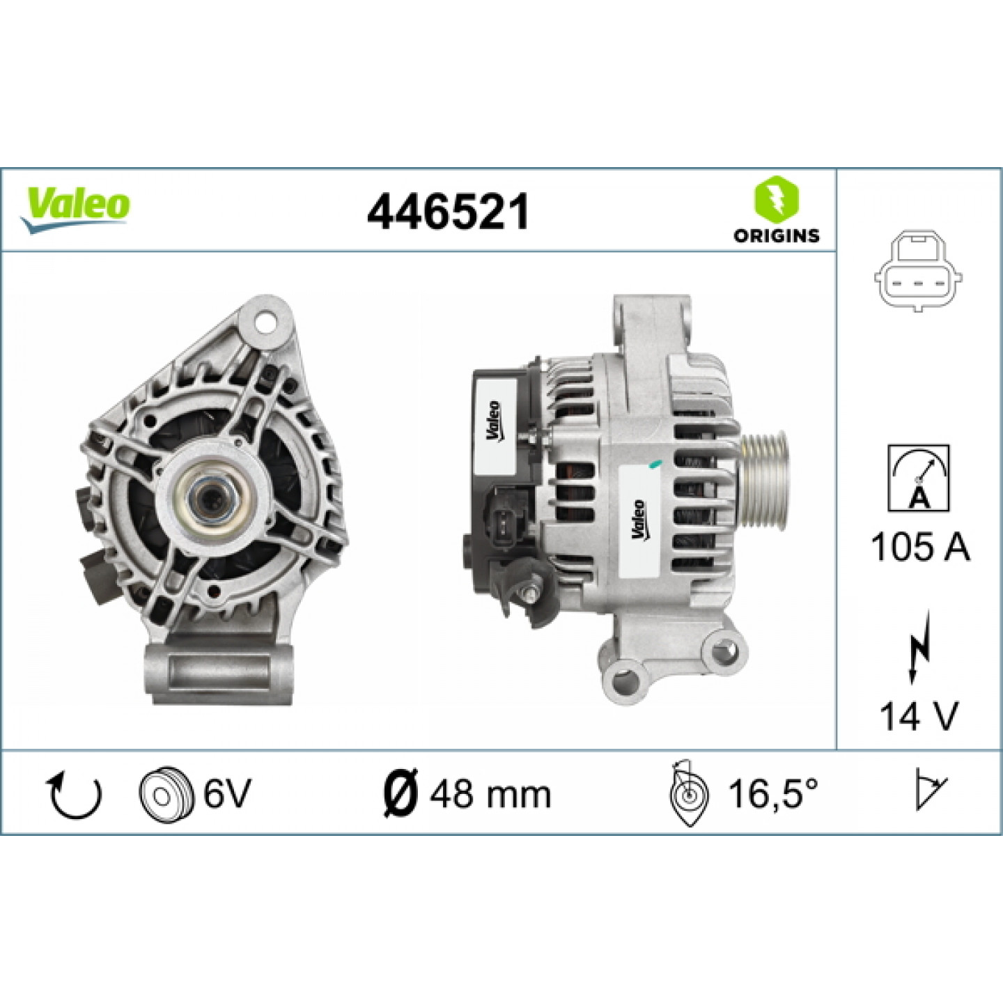 Alternator VALEO 446521 - Trodo.com
