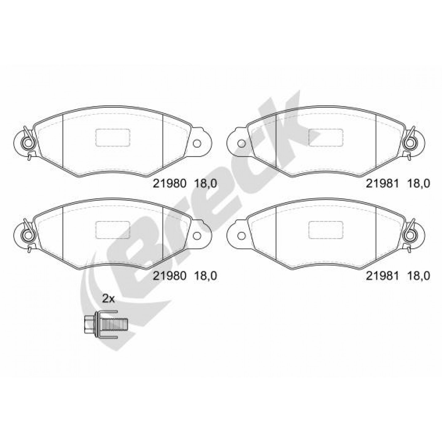 Brake Pad Set, disc brake BRECK 21980 00 702 00 - Trodo.com