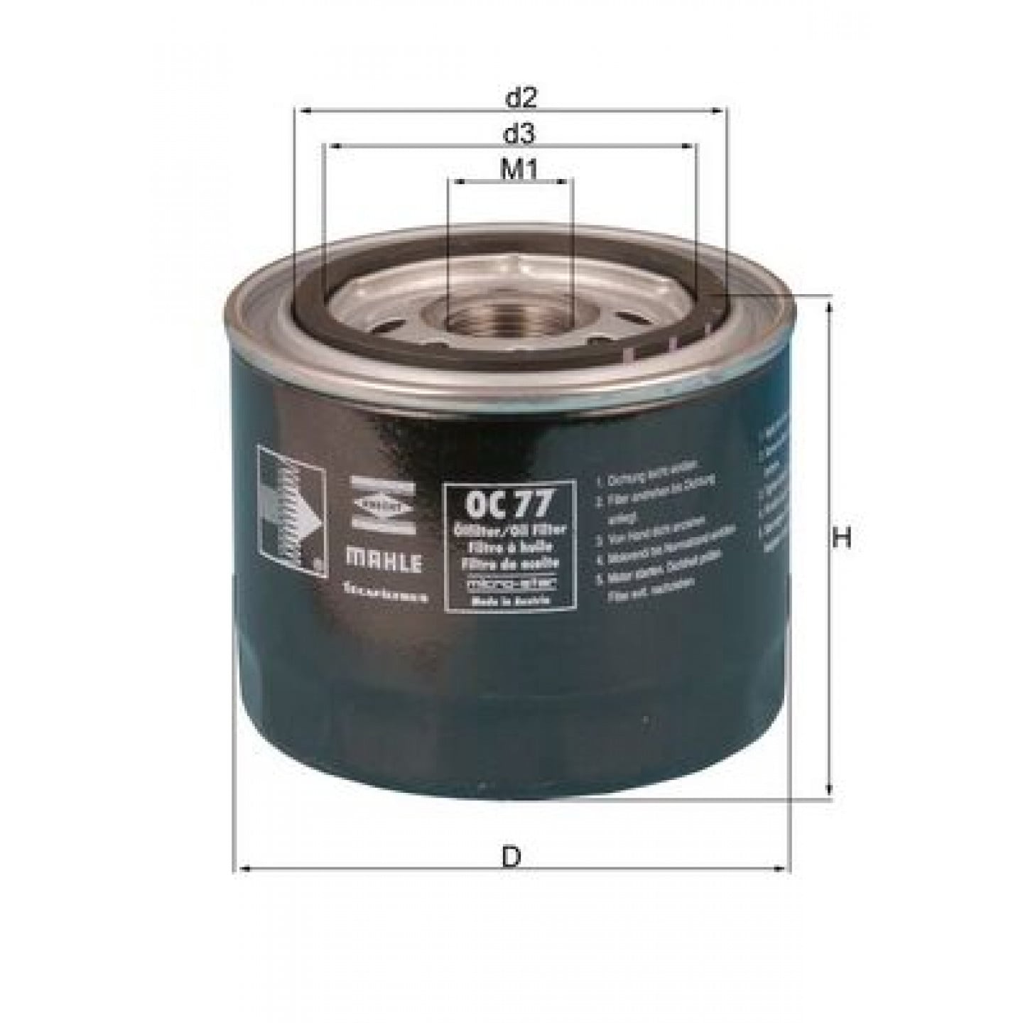 Oil Filter MAHLE ORIGINAL OC 77 - Trodo.com