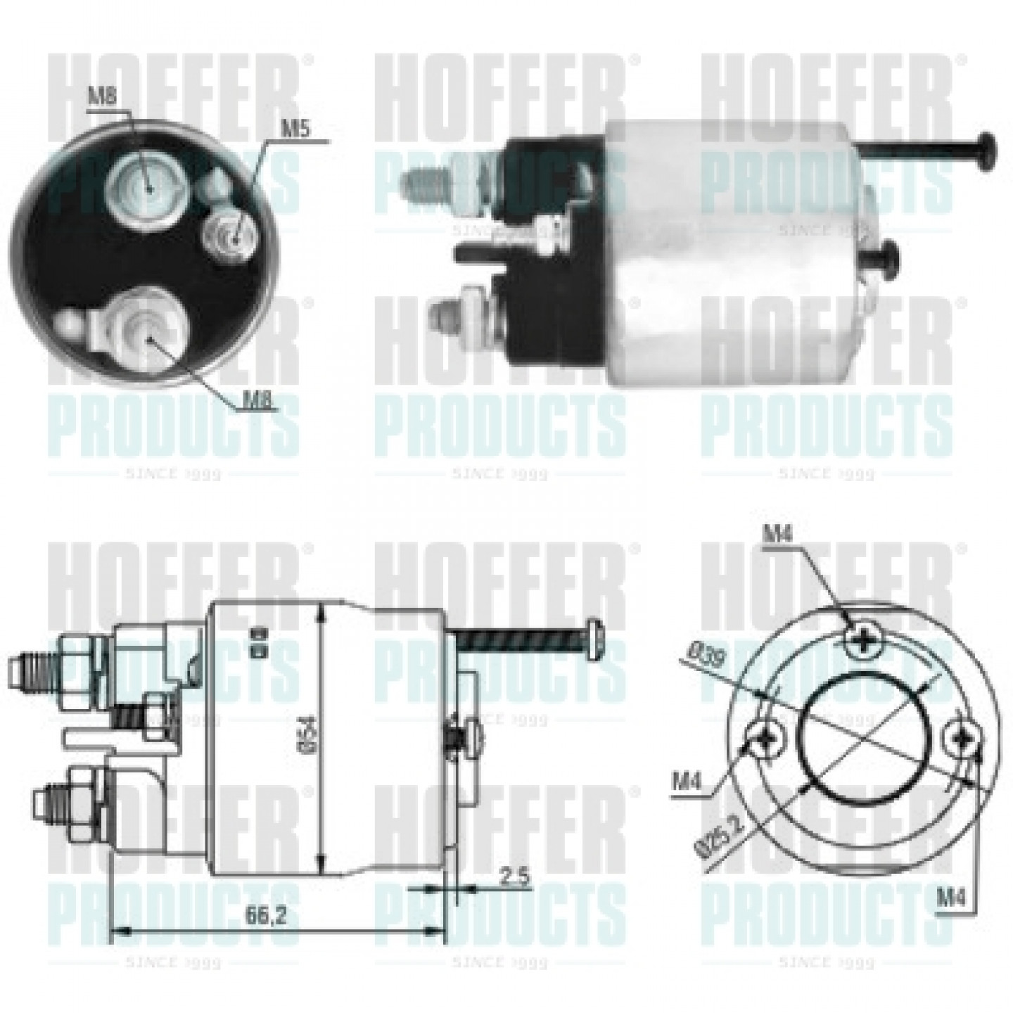Solenoid Switch, starter HOFFER 46147 - Trodo.com