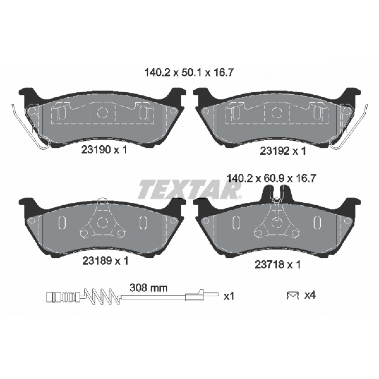 Brake Pad Set, disc brake TEXTAR 2319002 - Trodo.com