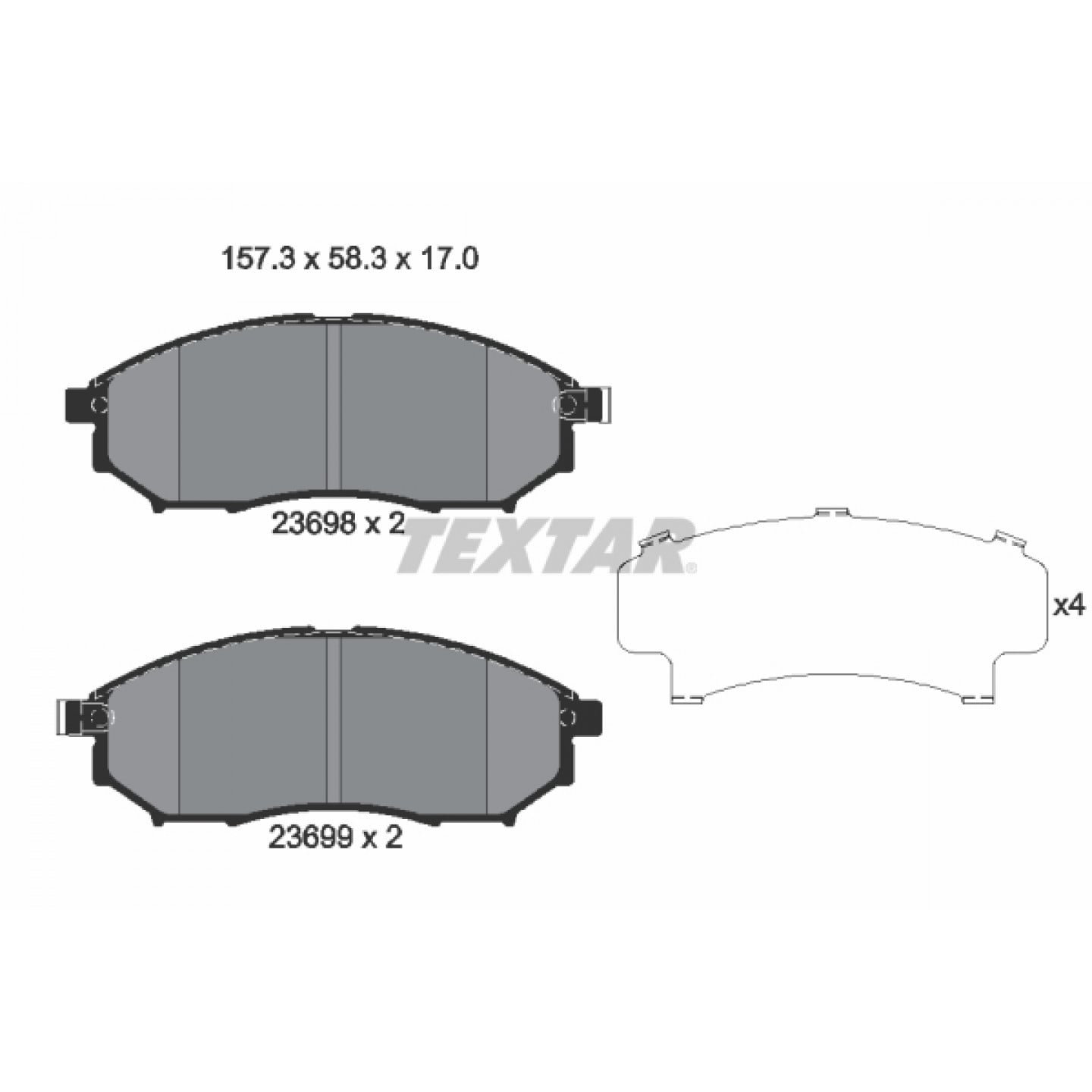 Brake Pad Set, disc brake TEXTAR 2369803 - Trodo.com