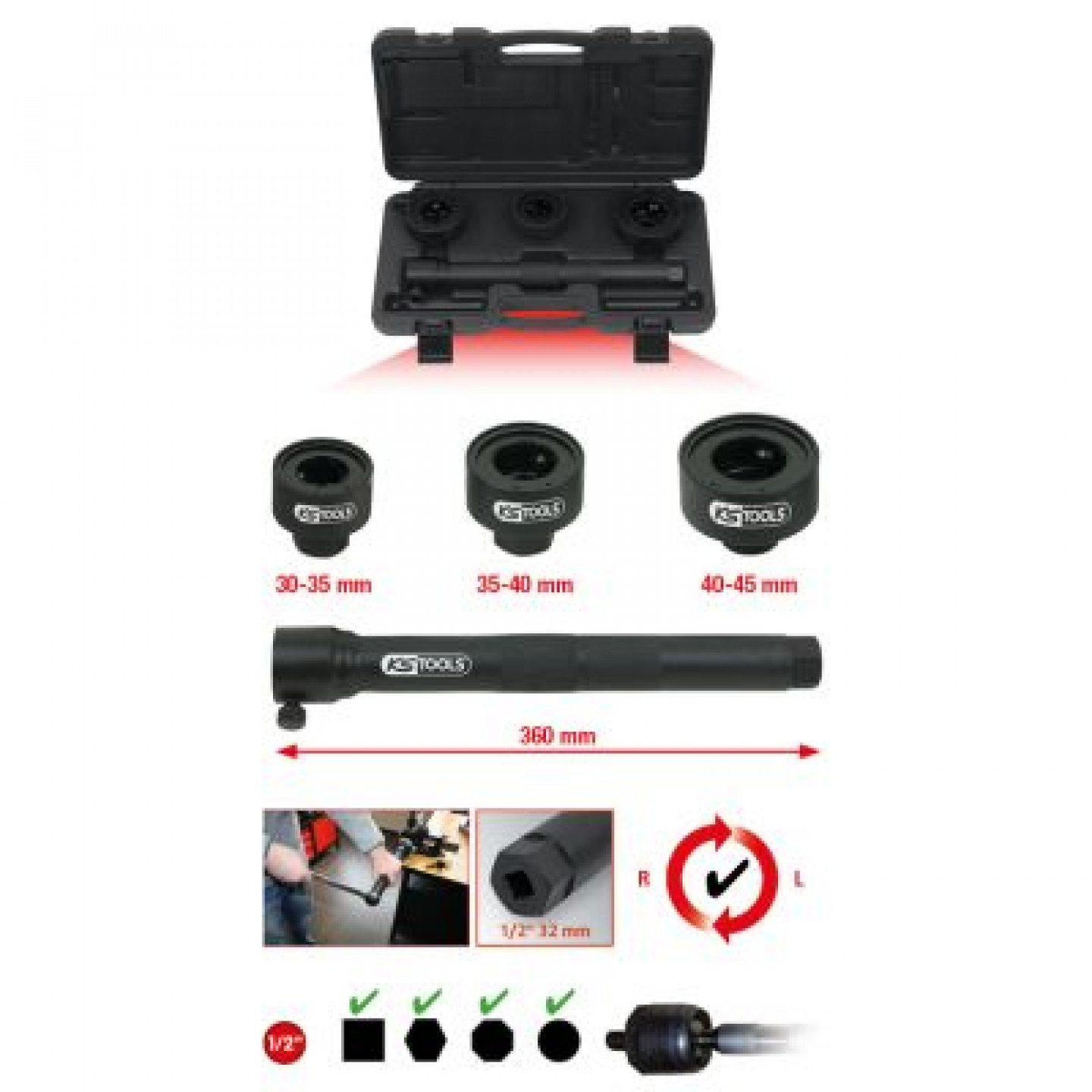 Track Rod, axial linkage clamp set KS TOOLS 150.1125 - Trodo.com