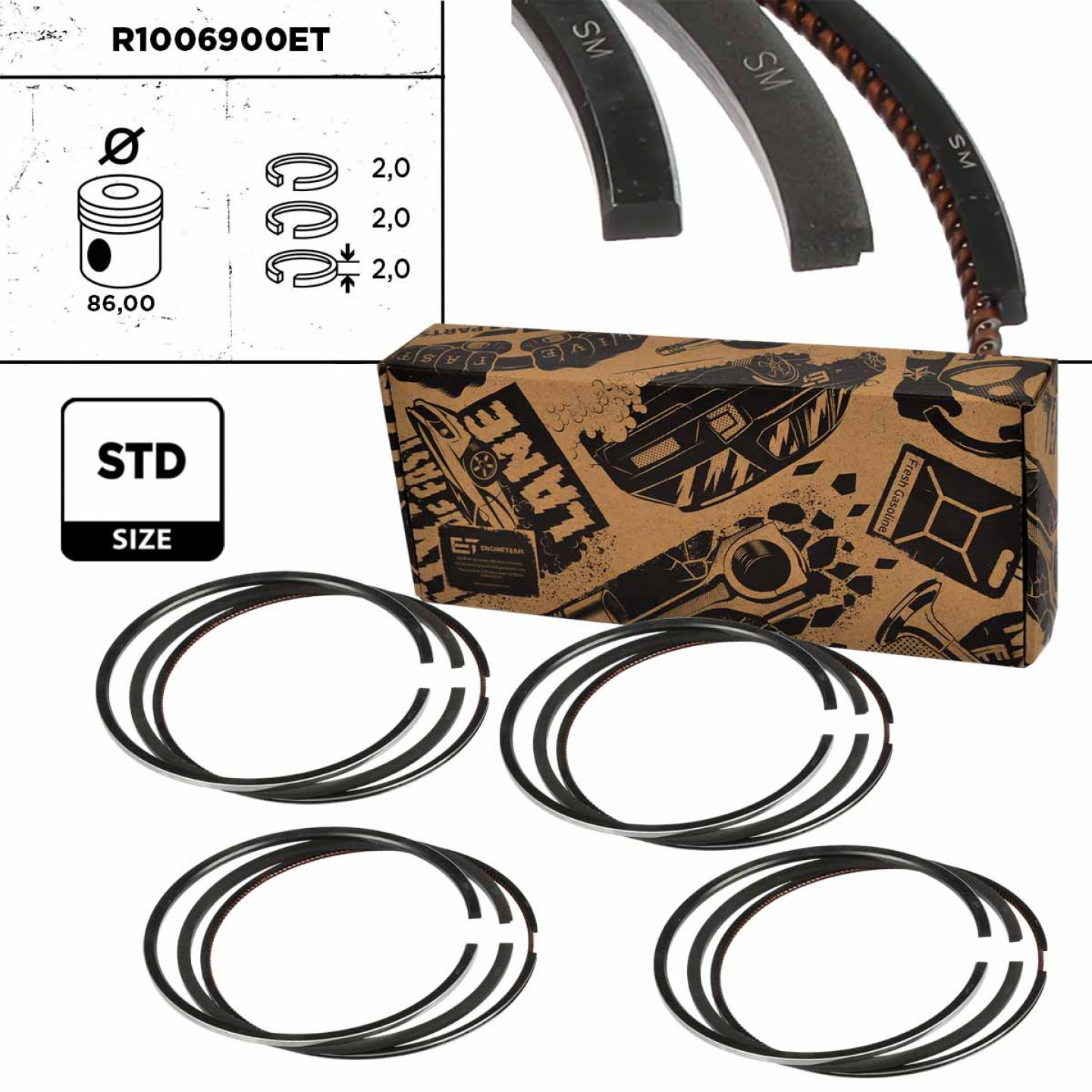 Piston Ring Kit ET ENGINETEAM R1006900ET - Trodo.com