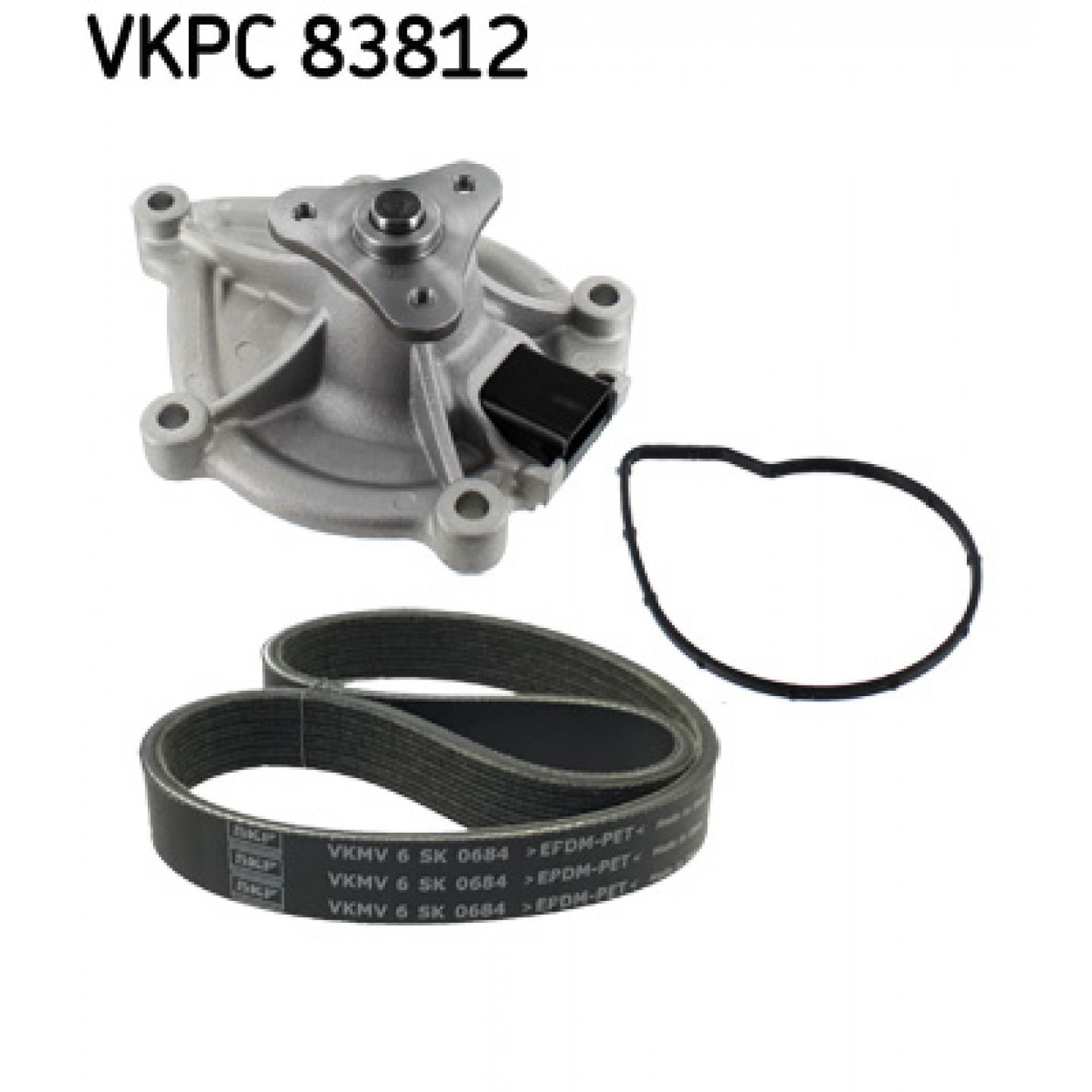 Water Pump + V-Ribbed Belt Set SKF VKMC 33843 - Trodo.com