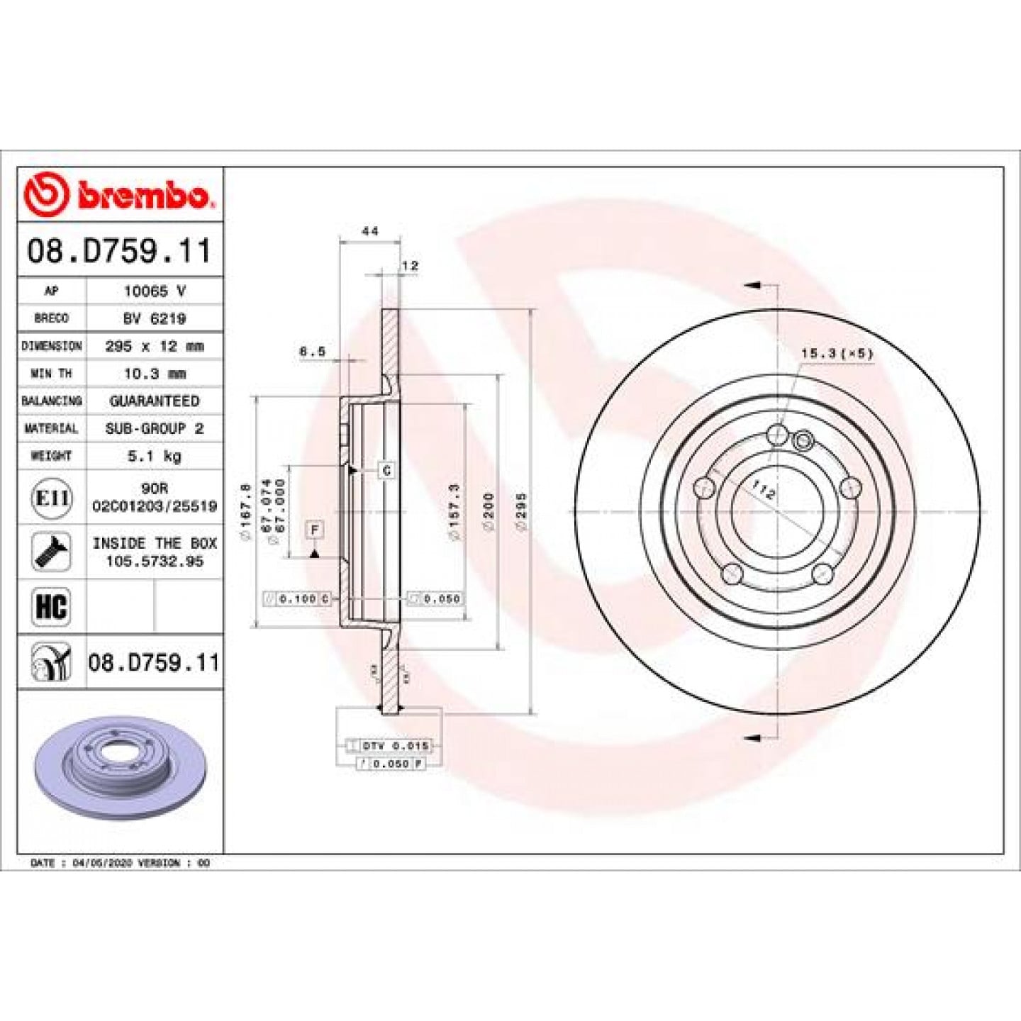 Brake Disc BREMBO 08.D759.11 - Trodo.com