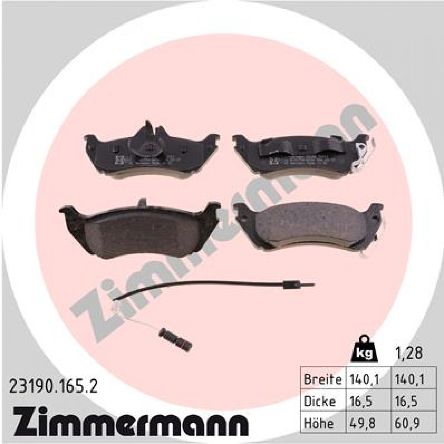 Brake Pad Set, disc brake ZIMMERMANN 23190.165.2 - Trodo.com