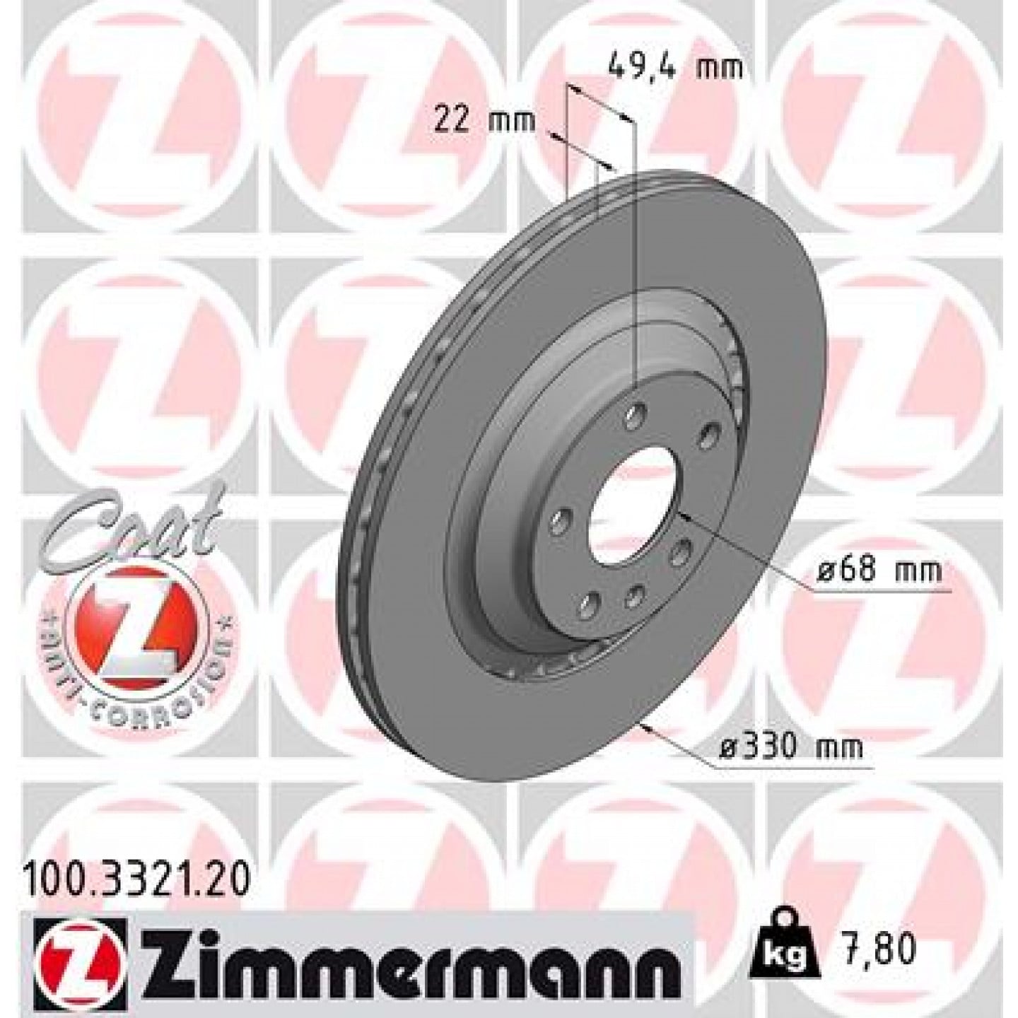 Brake Disc ZIMMERMANN 100.3321.20 - Trodo.com