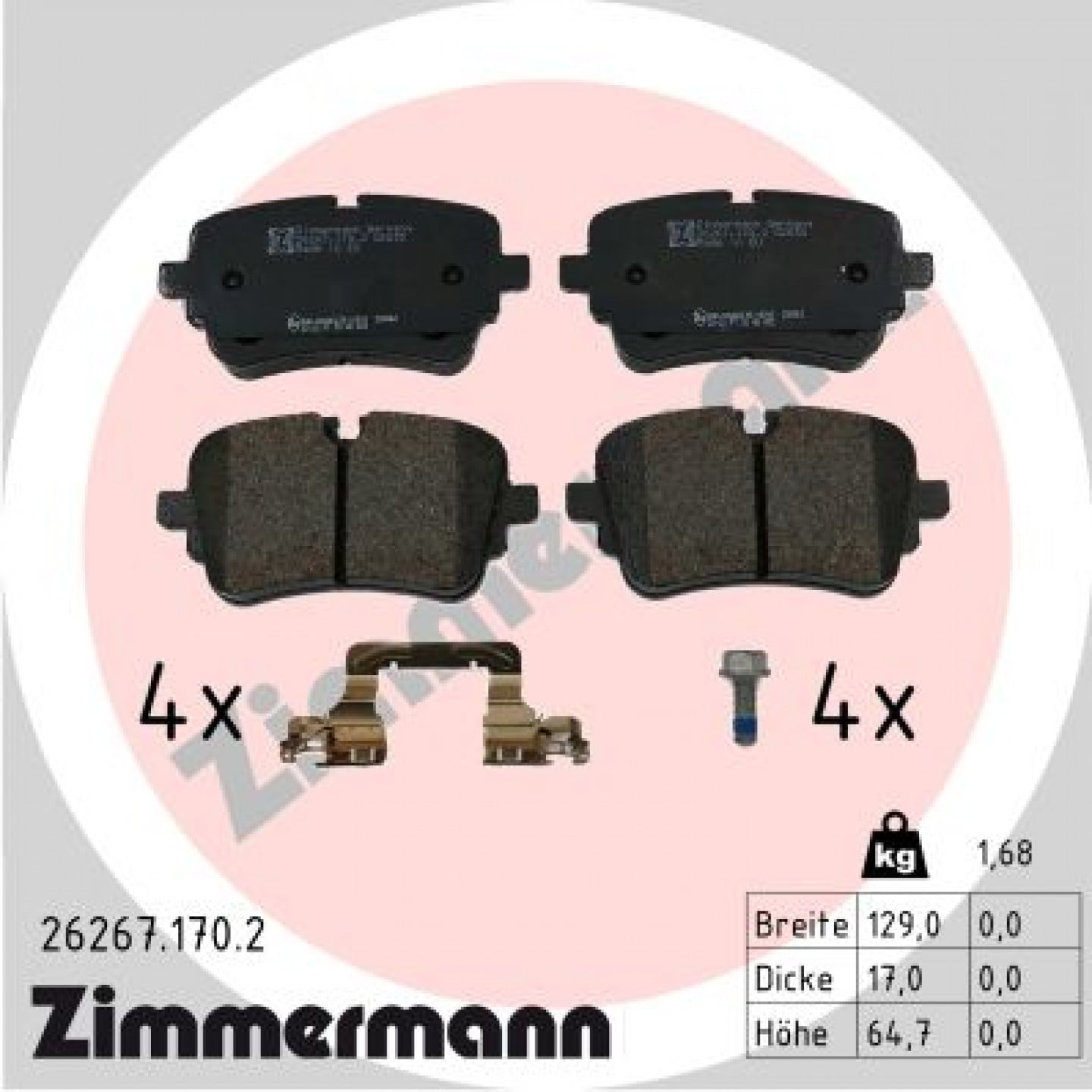 Brake Pad Set, disc brake ZIMMERMANN 26267.170.2 - Trodo.com