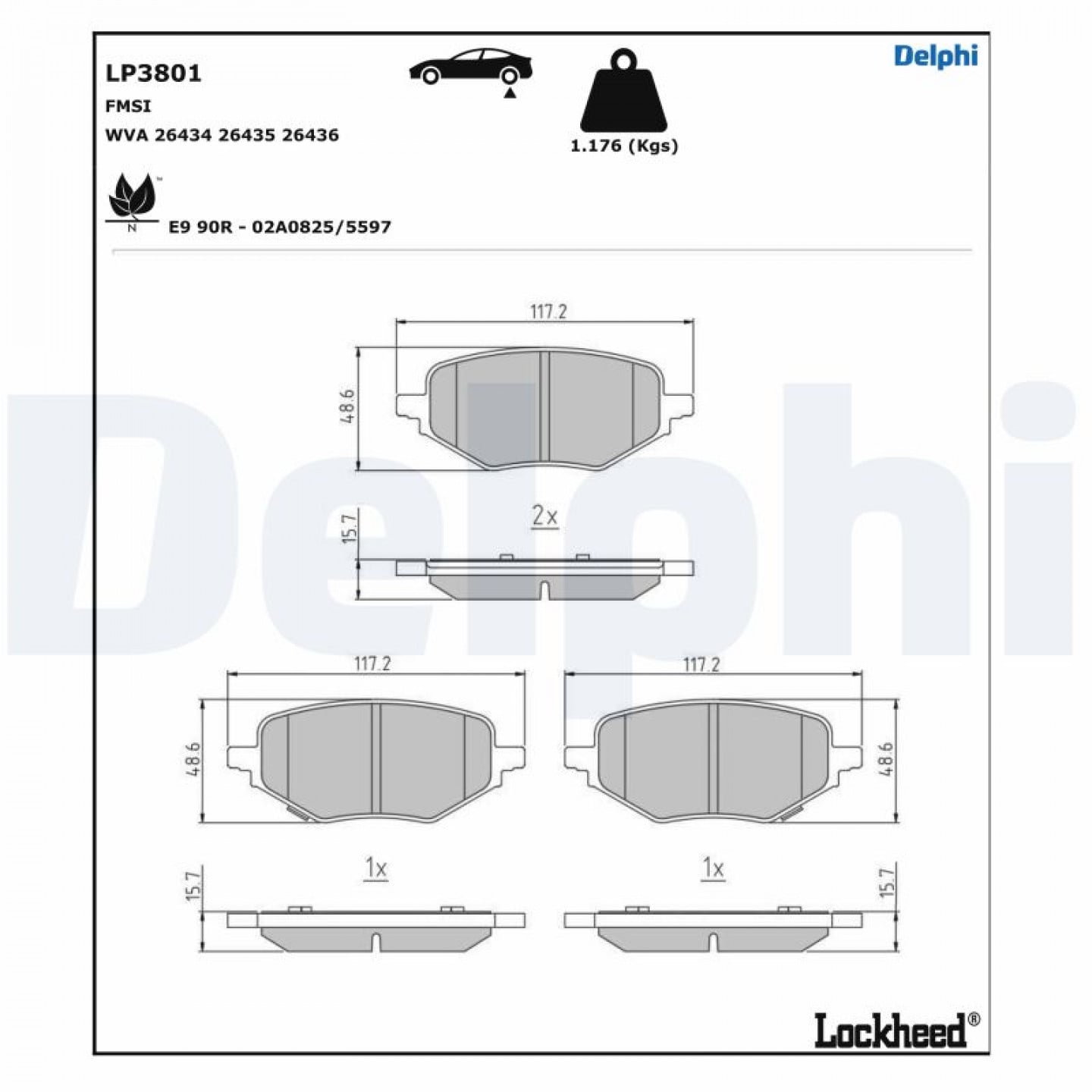 Brake Pad Set, disc brake DELPHI LP3801 - Trodo.com