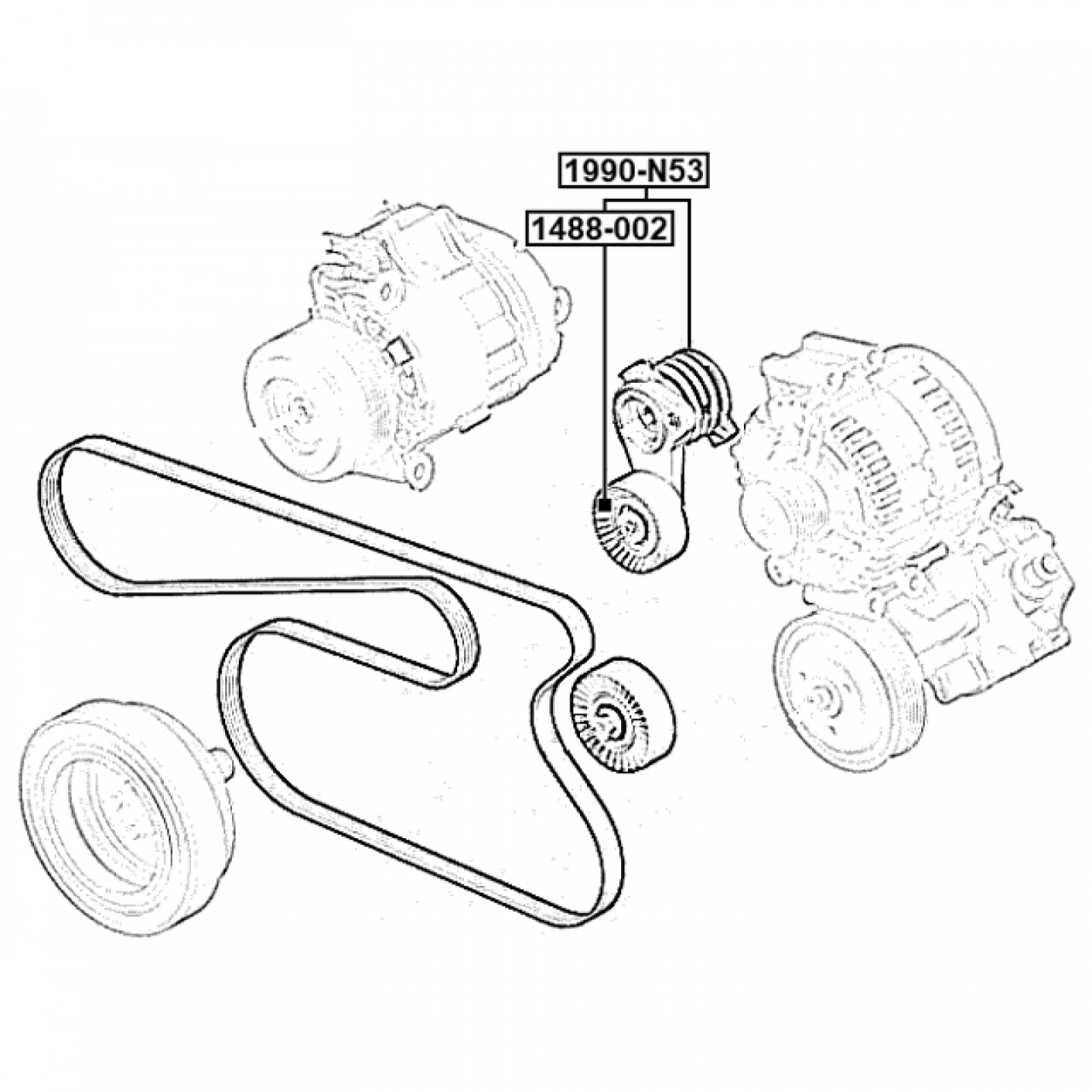 Belt Tensioner, v-ribbed belt FEBEST 1990-N53 - Trodo.com