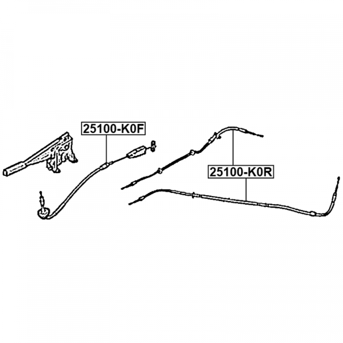 Cable Pull, parking brake FEBEST 25100-K0F - Trodo.com