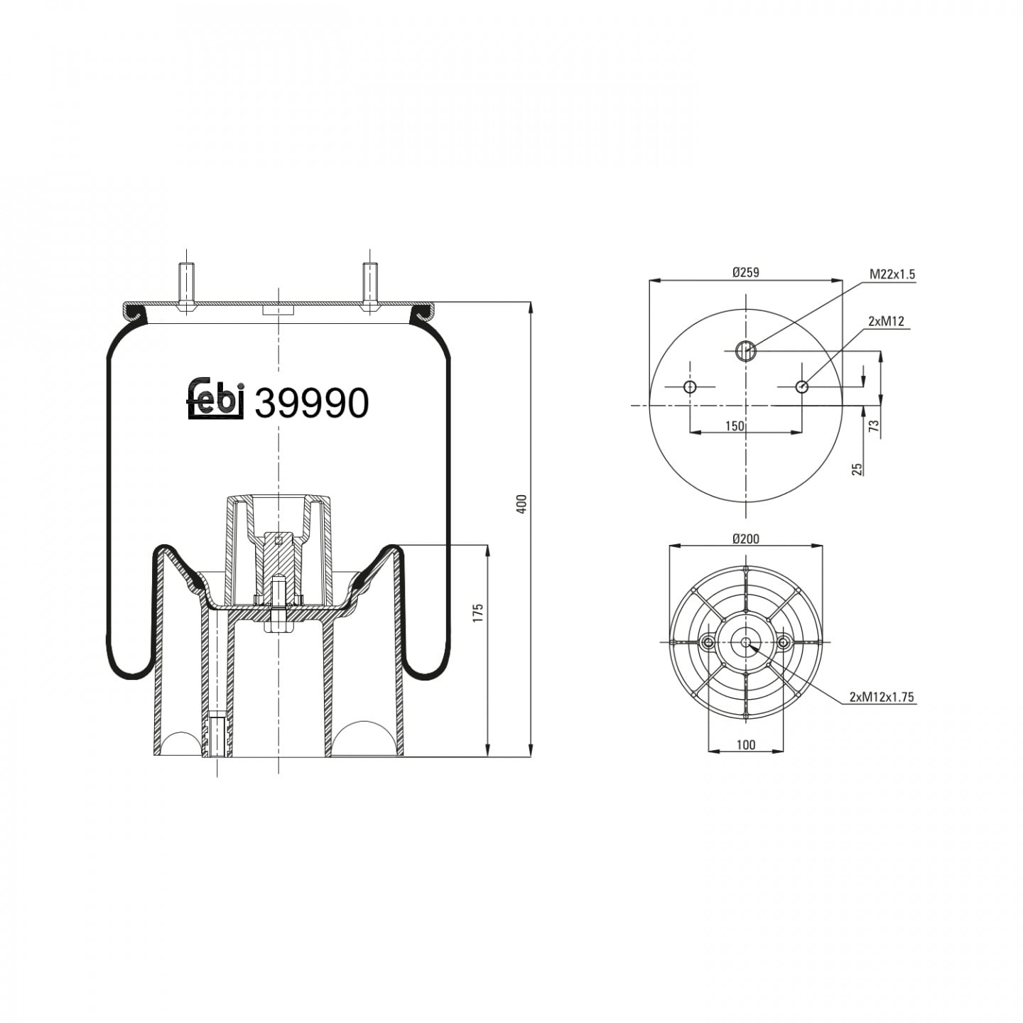 Bellow, air suspension FEBI BILSTEIN 39990 - Trodo.com