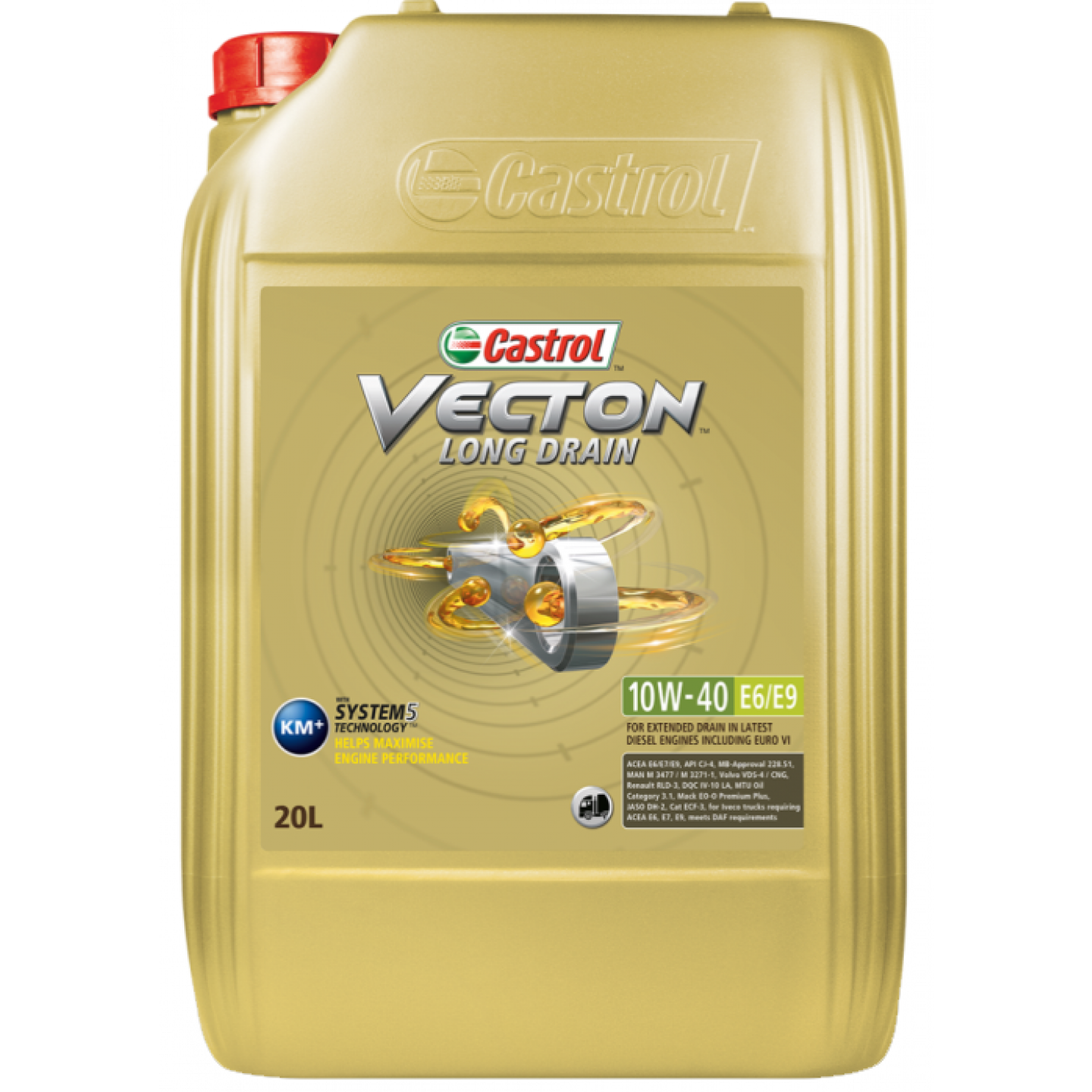 Huile moteur CASTROL 10W40 VECTON LONG DRAIN E6 E9 20L - Trodo.fr