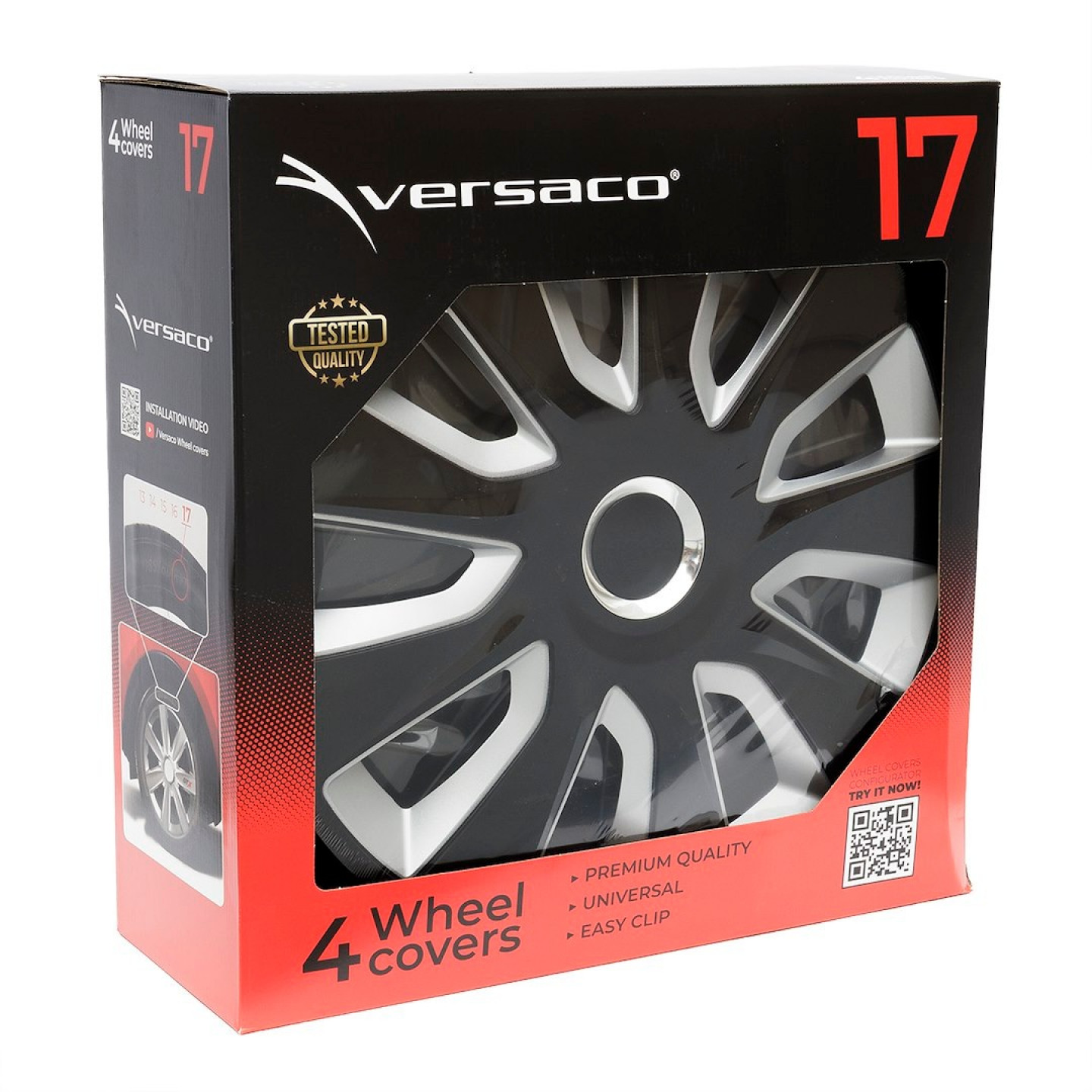 Navkapsel, hjul VERSACO Stratos RC black silver 17 4pcs - Trodo.se