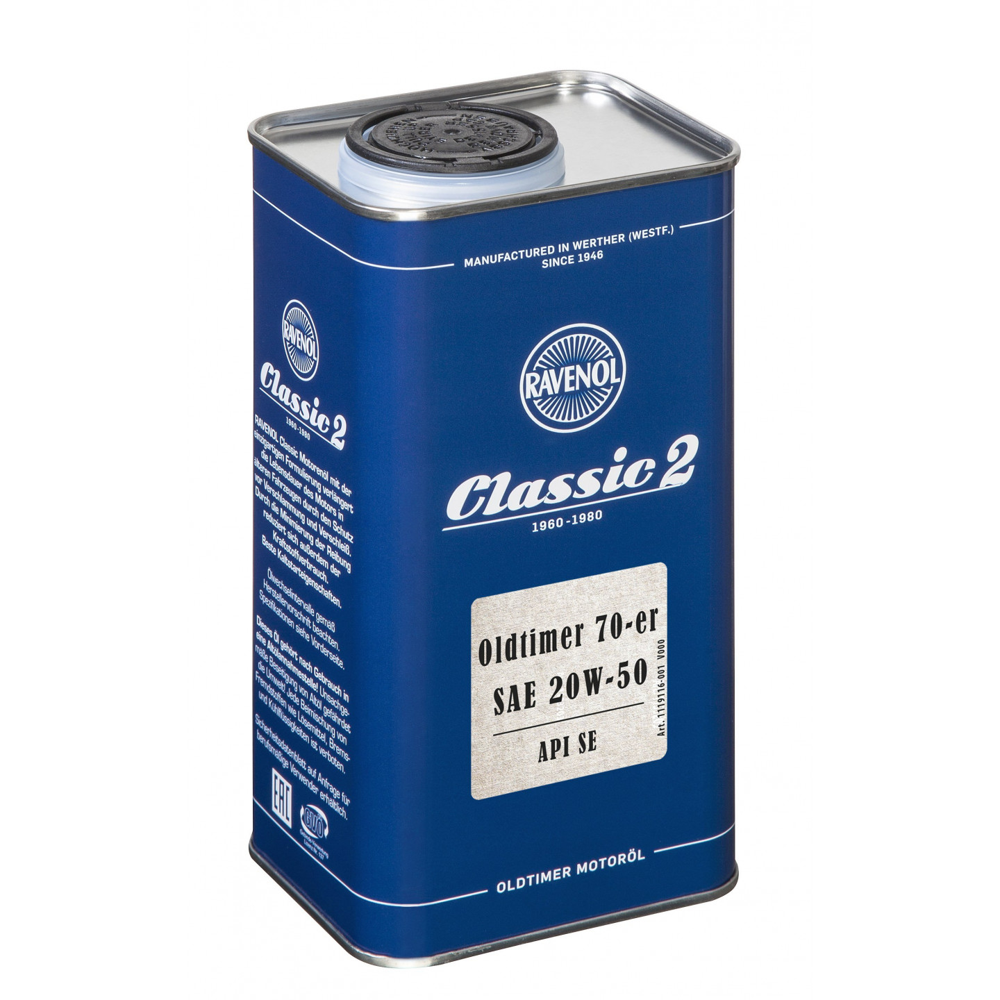 Engine Oil RAVENOL Oldtimer 70-er SAE 20W50 API SE 1L - Trodo.com